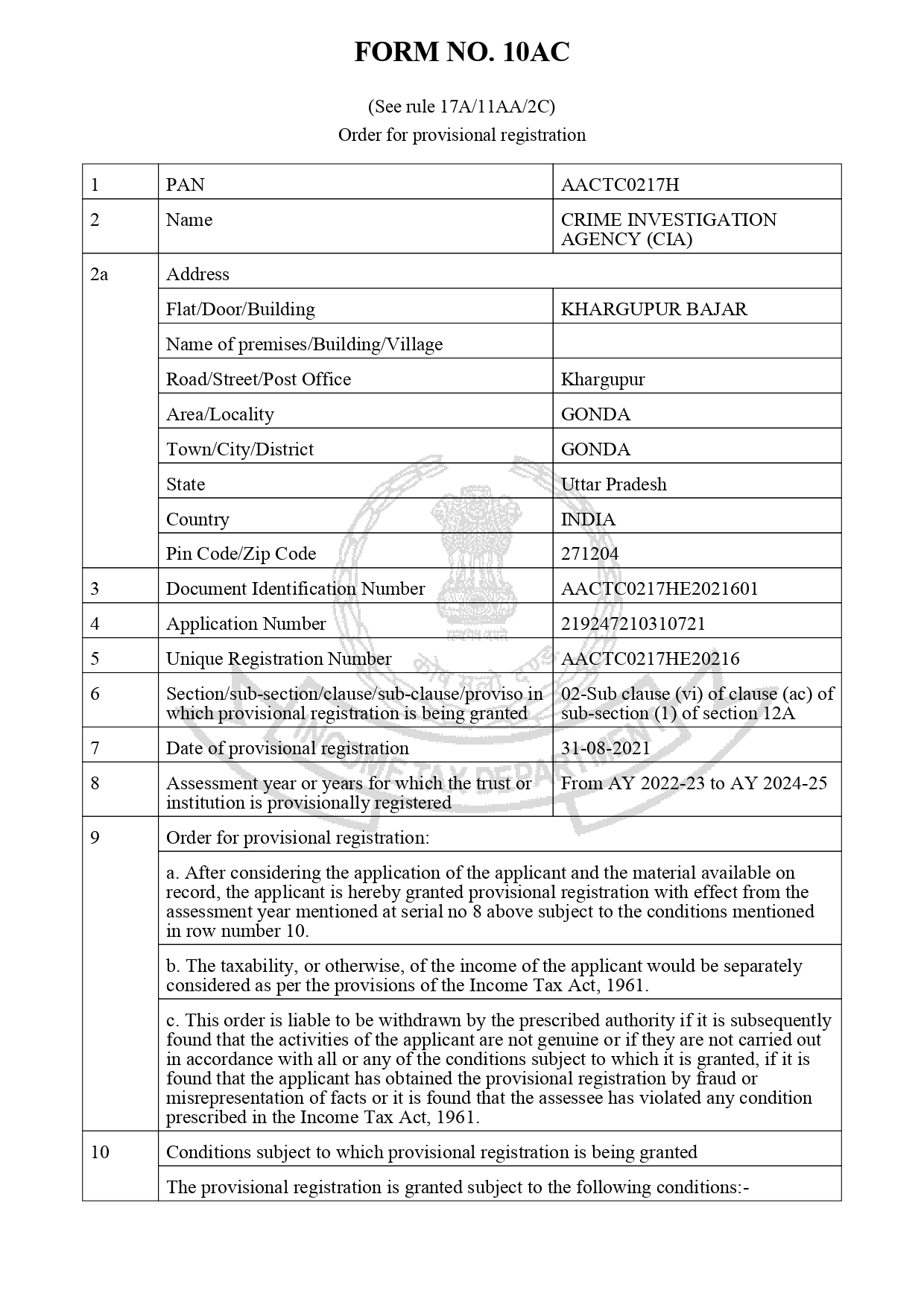 Certificates – Crime Investigation Agency (CIA)