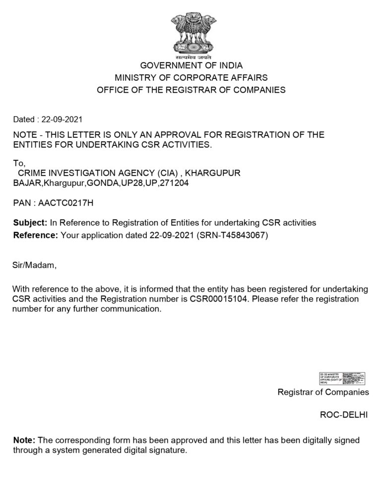 Certificates – Crime Investigation Agency (CIA)